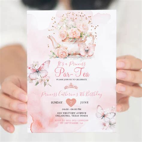 Princess Partea Pink Butterfly 8th Birthday Floral Invitation Zazzle