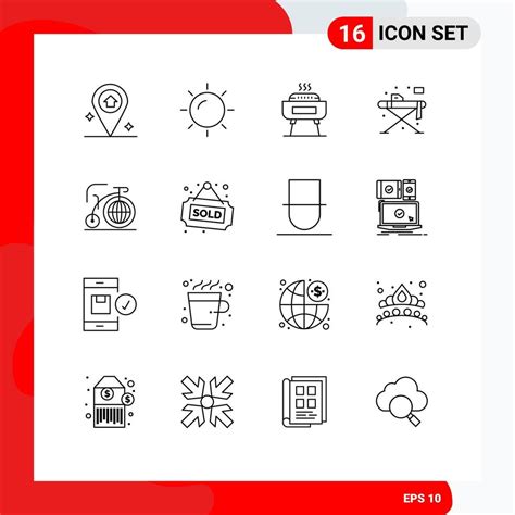 Group Of 16 Modern Outlines Set For Inspiration Bike Festivity Big Iron Editable Vector Design
