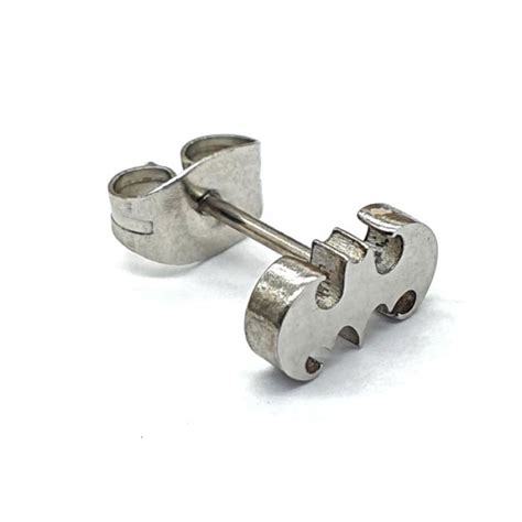 Сережки с застежкой пусет из хирургической стали Бэтмен (1 шт.) Steel ...
