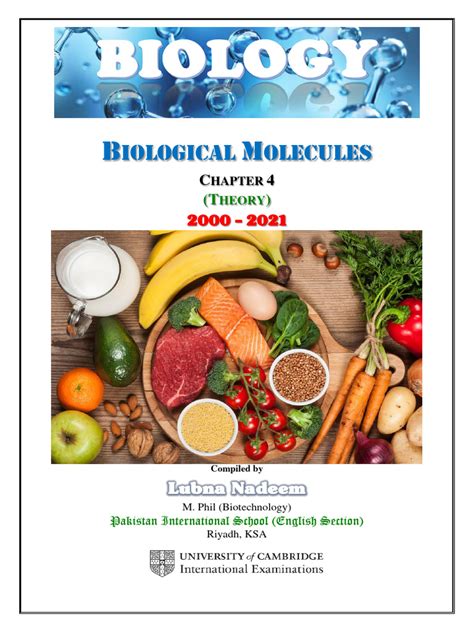 Chapter 4 Biological Molecules Lubna Pdf Foods Nutrients
