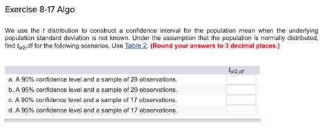 Solved Exercise Algo We Use The T Distribution To Chegg