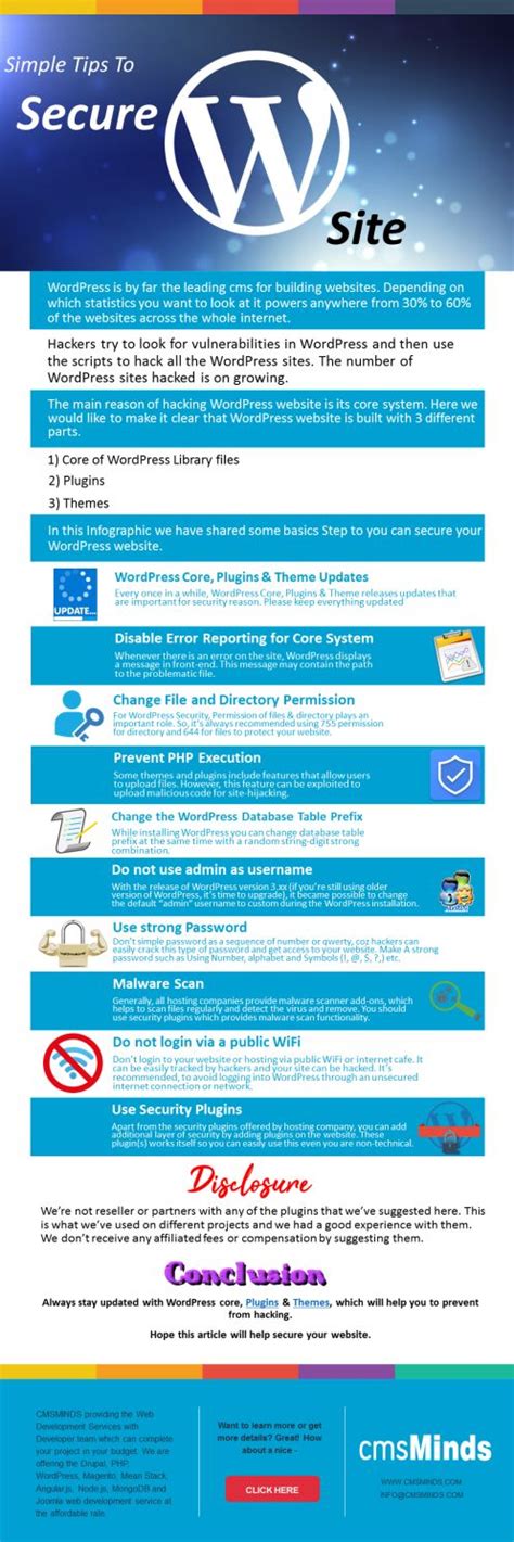 10 Simple Tips To Secure Wordpress Site Latest Infographics