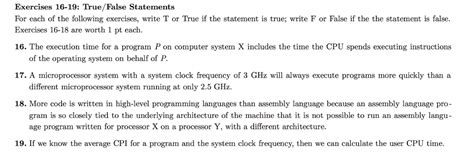 solved for each of the following exercises write t or true