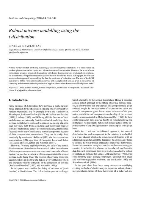 Pdf Robust Mixture Modelling Using The T Distribution