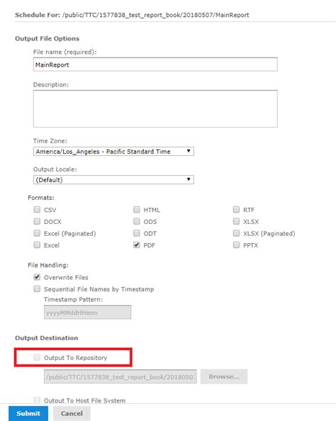 Disable Tibco Jasperreports® Server Scheduler Output To The Repository Option Faqs