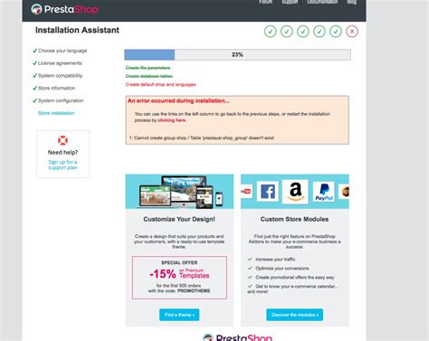 Prestashop 1 7 Installation Failed Cannot Create Group Shop Installing Prestashop For The