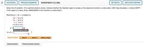 Solved 0 2 POINTS PREVIOUS ANSWERS WANEFMAC7 6 2 005 MY Chegg Com