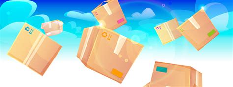 만화 스타일의 빠른 배송 및 전세계 전자 상거래 개념 야외가있는 골판지 상자 온라인 주문 인포 그래픽 웹 페이지 앱 디자인 Po에 대한 스톡 벡터 아트 및 기타 이미지