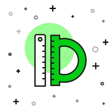 Filled Outline Protractor Grid For Measuring Degrees Icon Isolated On