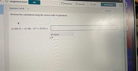 Solved Perform The Calculation Using The Correct Order Of Chegg