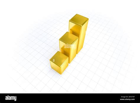 3d rendering golden colored business statistic growth graph chart