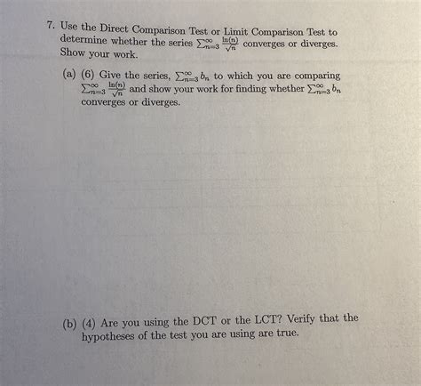solved 7 use the direct comparison test or limit comparison