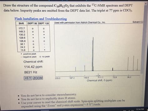 Solved Draw The Structure Of The Compound C10h12o2 That