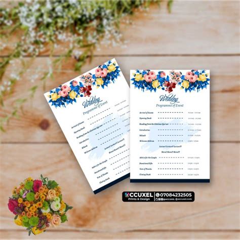 Get Custom A5 Wedding Program Design And Printing Design And Printing