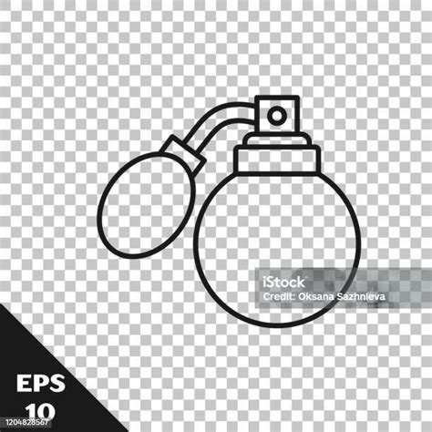 투명 한 배경에 격리 된 분무기 아이콘 블랙 라인 애프터 면도 병 쾰른 스프레이 아이콘 남성 향수 병입니다 벡터 일러스트레이션