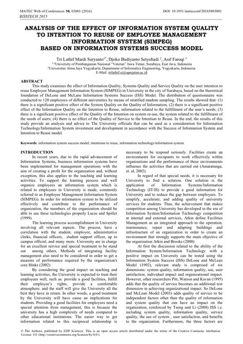 Pdf Analysis Of The Effect Of Information System Quality To Intention To Reuse Of Employee