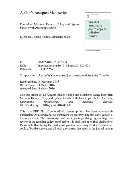 Pdf Equivalent Medium Theory Of Layered Sphere Particle With