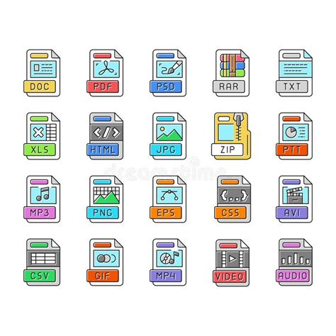 file format document icons set vector stock vector illustration of
