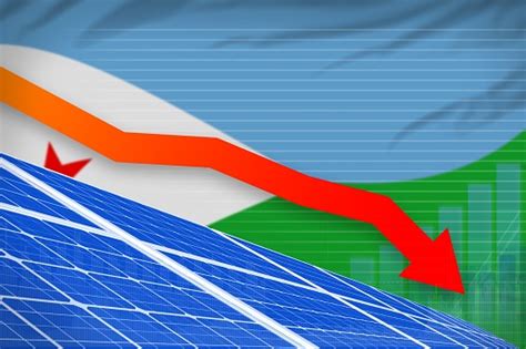 지부티 태양 에너지 파워 차트 화살표 아래쪽재생 가능한 자연 에너지 산업 그림을 낮추는 3 차원 일러스트 레이 션 0명에 대한