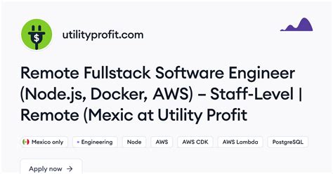 Utility Profit Hiring Fullstack Software Engineer Nodejs Docker Aws