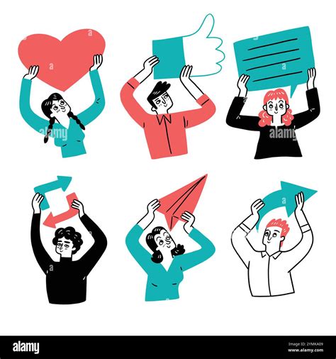 Icons Depicting Social Media And Communication Concepts Hand Drawing Vector Illustration Stock