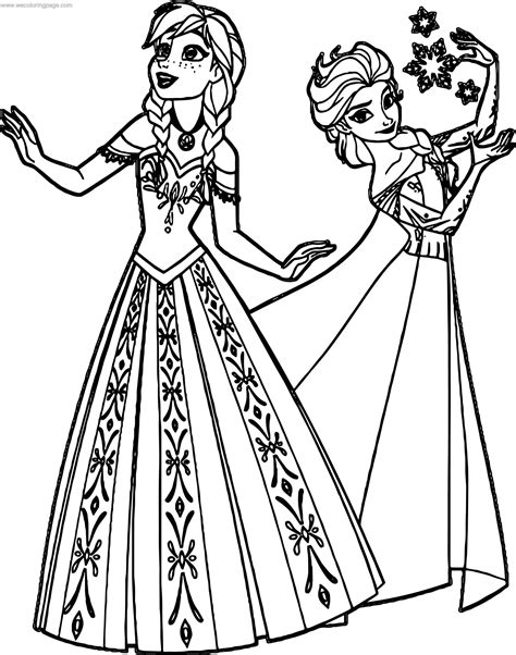 Frozen Anna Elsa Sisters Coloring Page