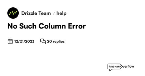 No Such Column Error Drizzle Team