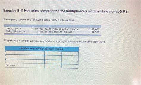 Solved Exercise 5 11 Net Sales Computation For Multiple Step