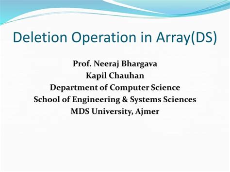 Deletion Operation In Arrayds Ppt