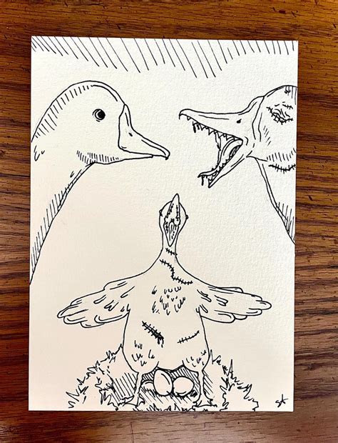 Original Scary Goose Ink Sketch On Paper 5x7 Etsy