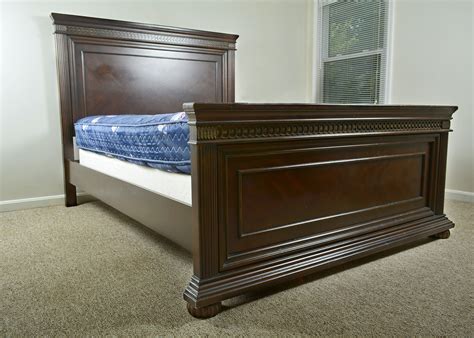 Dark Stain Cherry Queen Bed Frame Ebth