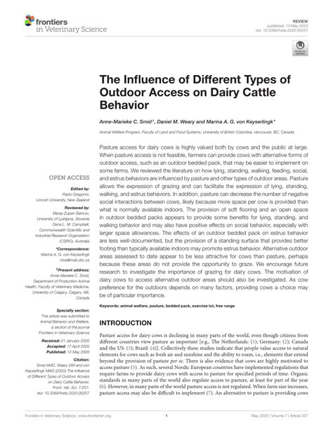 Pdf The Influence Of Different Types Of Outdoor Access On Dairy