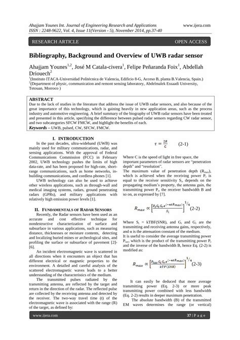 Pdf Bibliography Background And Overview Of Uwb Radar Sensor