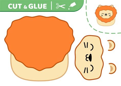 Premium Vector Lion Squishmallow Cut And Glue Applique Paper Game