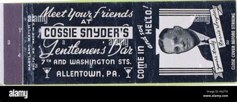 This Matchcover From 1950 Features The Name Cossie Snyders Possibly