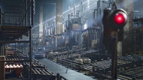 自动化机器人制造中植物输送机移动轮胎的生产视频特效素材 千库网