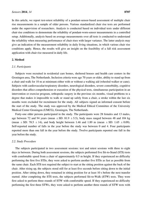 Solution Test Retest Reliability Of A Pendant Worn Sensor Device In