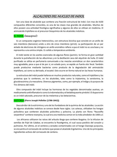 Alcaloides Del Nucleo De Indol Pdf