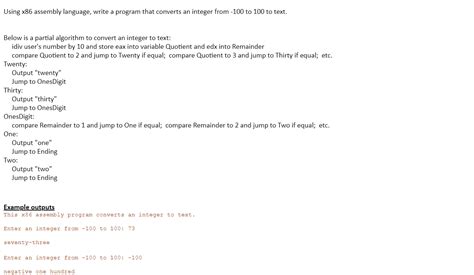 Solved Using X86 Assembly Language Write A Program That
