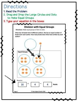 Digital Division Word Problems Using Equal Groups Strategy For Google Slides