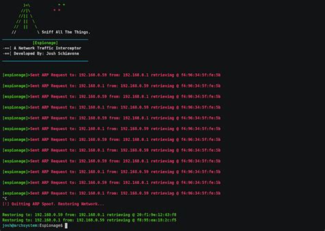 Espionage A Network Packet And Traffic Interceptor For Linux Spoof Arp And Wiretap A Network