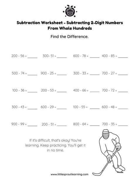 Subtracting 4 Digit Numbers Little Sprout Art