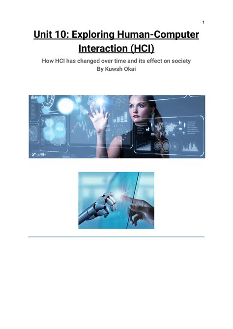 Resub Kuwsh U10 Human Computer Interaction Unit 10 Exploring Human Computer Interaction