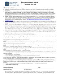 City Of Philadelphia Pennsylvania Recreation And Athletic Permit