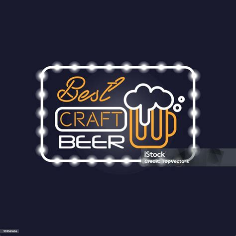 최고의 맥주 네온 사인 빈티지 밝은 빛나는 간판 라이트 배너 벡터 일러스트 레이 션 0명에 대한 스톡 벡터 아트 및 기타 이미지 0명 공연 공예 Istock