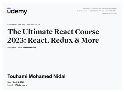 Mohamed Nidal Touhami On Linkedin Udemy Course Completion Certificate