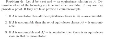 solved problem 6 let a be a set and ∼ an equivalence