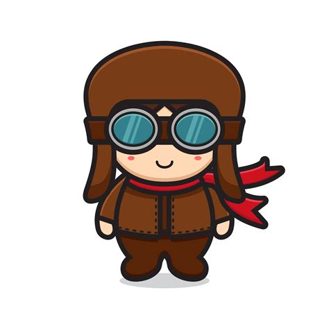 Cute Pilot Mascot Character Wear Glasses 2086328 Vector Art At Vecteezy