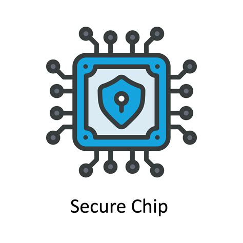 Secure Chip Vector Fill Outline Icon Design Illustration Cyber