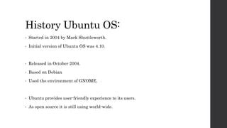 Ubuntu OS Pptx Operating Systems Computer Software And Applications